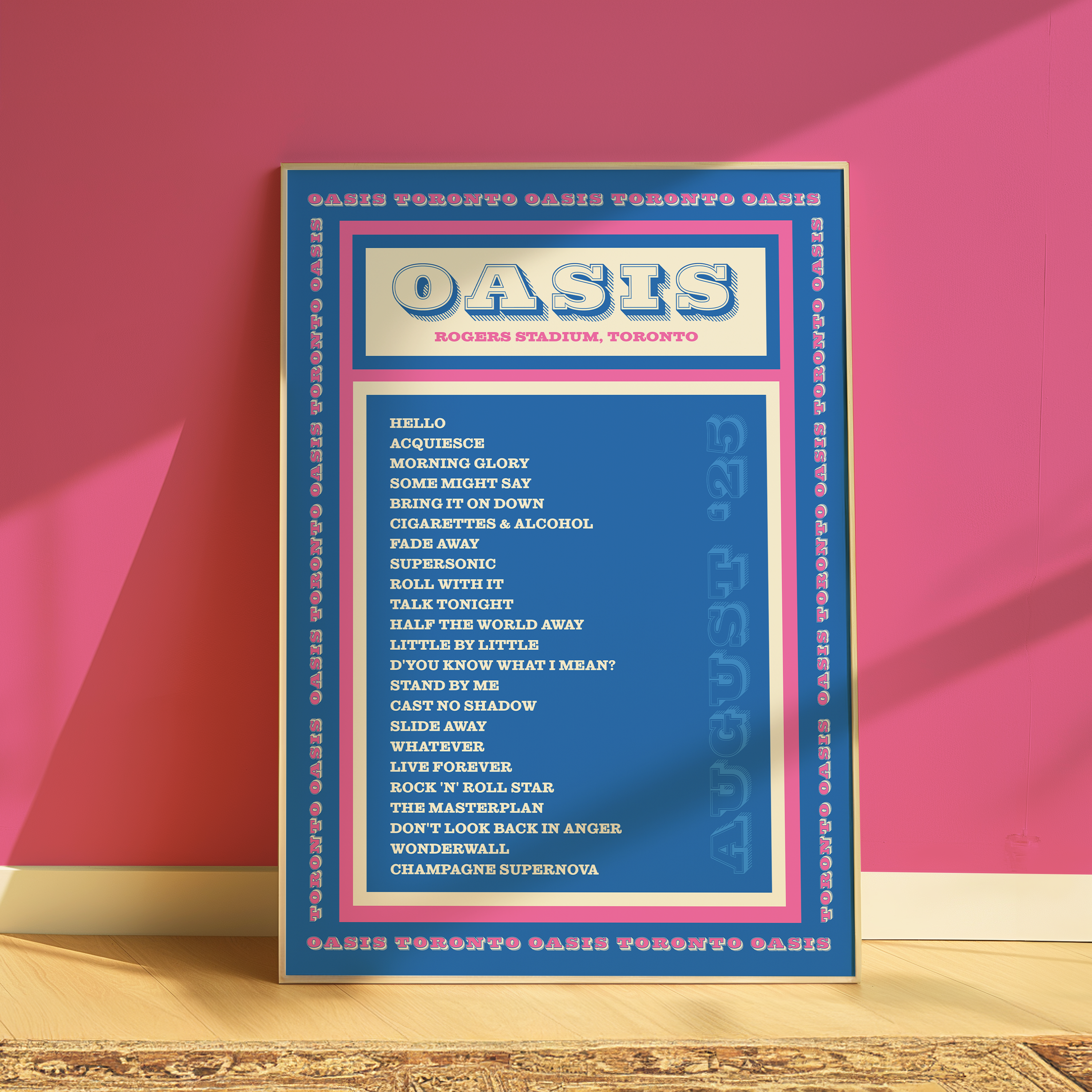 Oasis Toronto 2025 Setlist Print | Rogers Stadium Poster – Olivia Designs