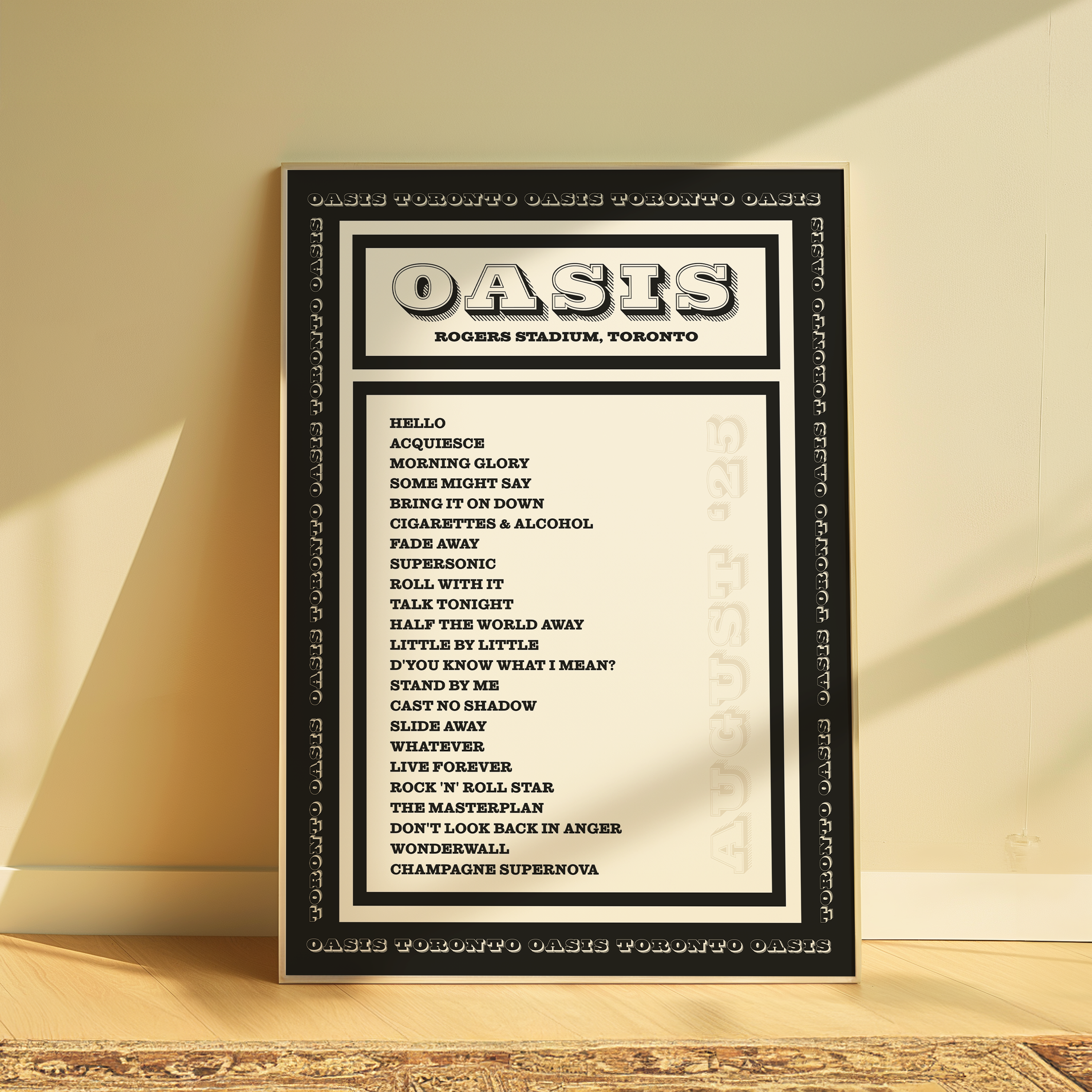 Oasis Toronto 2025 Setlist Print | Rogers Stadium Poster – Olivia Designs